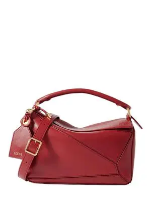 Loewe Puzzle Small Textured-leather Shoulder Bag - Burgundy