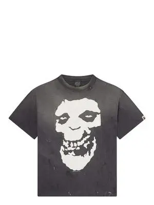 SAINT MXXXXXX Bape® Distressed Printed Cotton-jersey T-shirt - Black