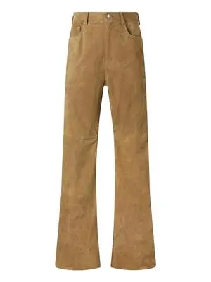 Rick Owens Geth Panelled Wide-leg Suede Trousers - Brown