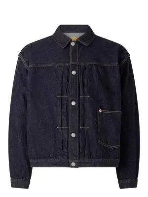 KAPTAIN SUNSHINE Pleated Selvedge Denim Trucker Jacket - Blue