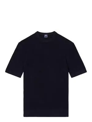 Fedeli Ribbed Cotton T-shirt - Blue