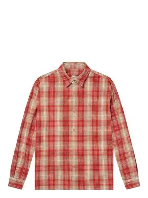 A.PRESSE Checked Cotton And Silk-blend Twill Shirt - Red