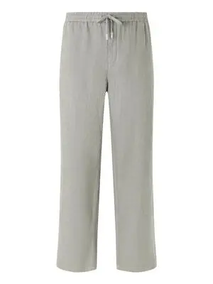 Mr P. Edward Straight-leg Linen Drawstring Trousers - Gray