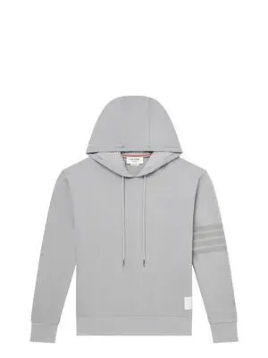Thom Browne Striped Cotton-jersey Hoodie - Gray