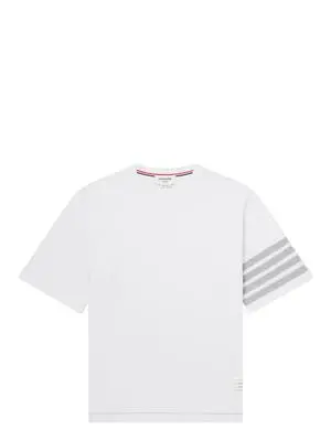 Thom Browne Striped Cotton-piqué T-shirt - White