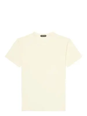 TOM FORD TOM FORD - Slim-Fit Logo-Embroidered Cotton And Silk-Blend Jersey T-Shirt - Men - Yellow  Yellow