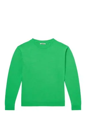 Auralee Brushed Cashmere And Cotton-blend Sweater - Green