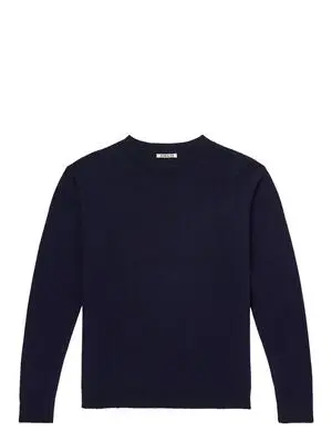 Auralee Brushed Cashmere And Cotton-blend Sweater - Navy