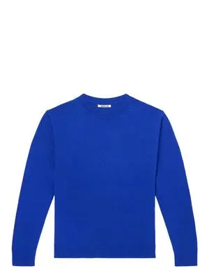 Auralee Brushed Cashmere And Cotton-blend Sweater - Blue