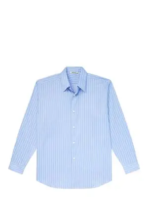 AURALEE Auralee - Striped Cotton And Silk-Blend Shirt - Men - Blue - 3