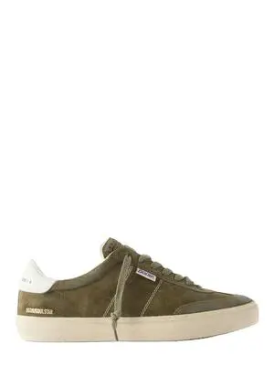 GOLDEN GOOSE Soul Star Leather-trimmed Distressed Suede Sneakers - Green