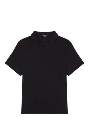 JAMES PERSE Open-collar Cotton-jersey Polo Shirt - Black