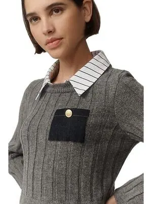 Maeve Sweater And Shirt Twofer - Grey