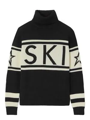 Perfect Moment Schild Intarsia Merino Wool Turtleneck Sweater - Black