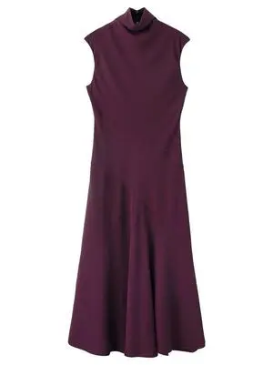 Mango Drape Mock Neck Sleeveless Midi Dress - Wine