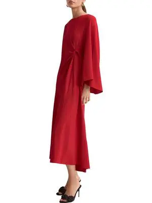 Mango Side Twist Dress Red