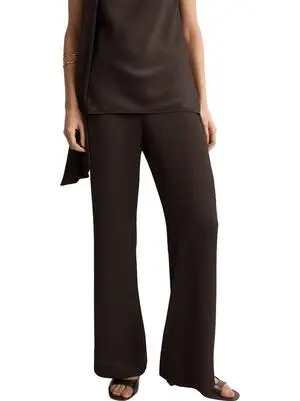 Mango Satin Straight-leg Trousers - Chocolate
