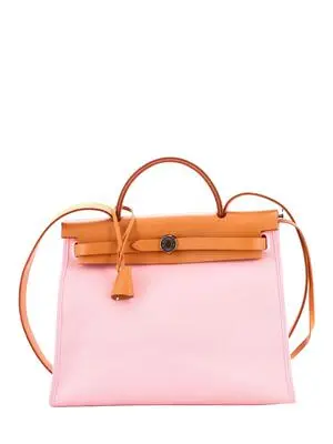 HERMES Herbag Zip Leather And Toile 31 - Rose Confetti