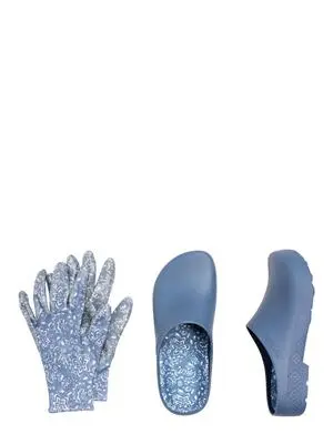MUK LUKS Garden Clog And Glove Set Denim Floral