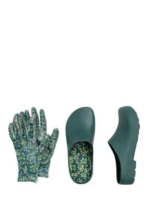 MUK LUKS Garden Clog And Glove Set Green Floral