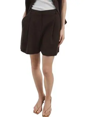 Mango Pleated Bermuda Shorts - Brown
