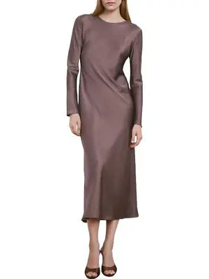Mango Textured Satin Midi Dress - Light/pastel Purple