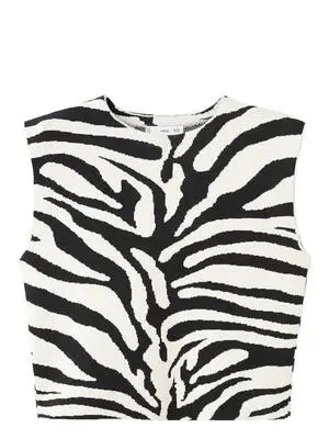 Mango Zebra Jacquard Sleeveless Top - Black