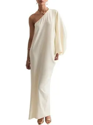 MANGO One-Shoulder Maxi Dress With Golden Hardware