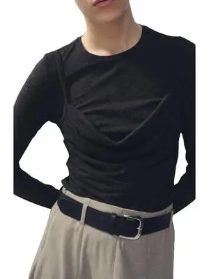 Mango Drape Top - Dark Heather Grey