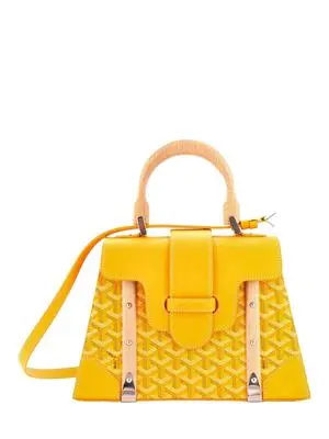 GOYARD Saigon Top Handle Bag Coated Canvas With Leather Pm - Yellow