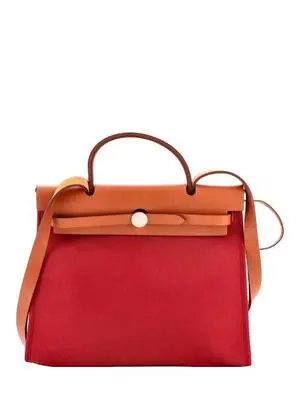 Hermès Herbag Zip Leather And Toile 31 - Red