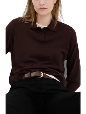 Mango Collared Polo Sweater - Maroon