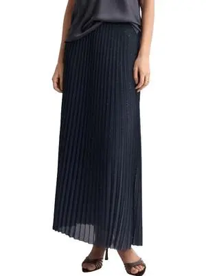 Mango Pleated A-line Midi Skirt - Night Blue