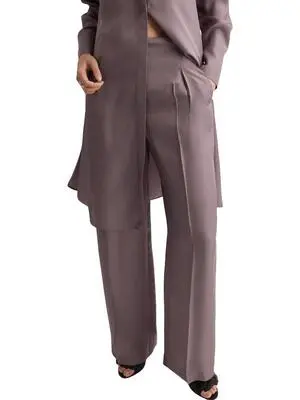 Mango Straight-leg Pleated Trousers - Pastel Purple