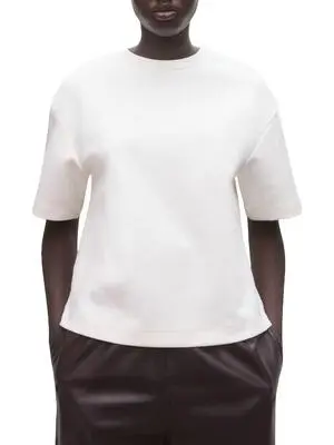Mango Cotton Blend Boxy Cropped T-shirt - Off White