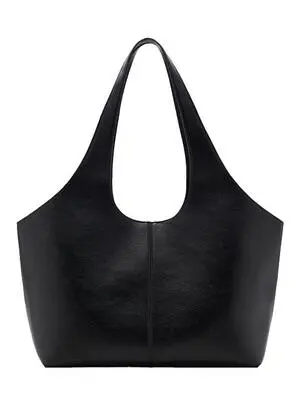 Mango Large Faux Leather Shopper Tote - Black