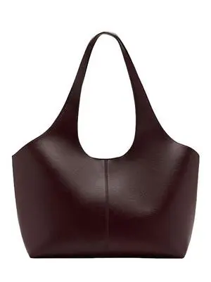 Mango Large Faux Leather Shopper Tote - Burgundy