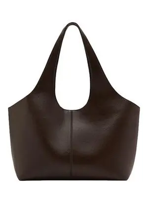 Mango Large Faux Leather Shopper Tote - Chocolate