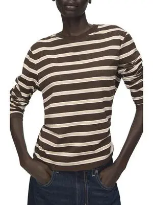 Mango Stripe Long-sleeve T-shirt - Brown