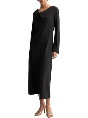 Mango Cowl Neck Long Sleeve Dress - Black