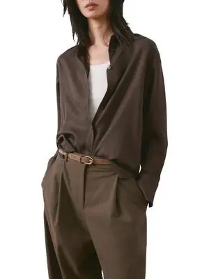 Mango Straight Button-up Shirt - Brown
