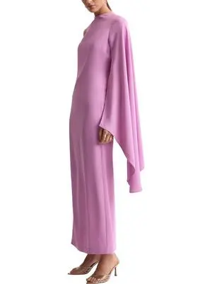 Mango One-shoulder Cape Maxi Dress - Light/pastel Purple