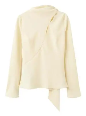 MANGO Cutout Seams Scarf Neck Top