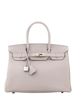HERMES Birkin Handbag Gris Perle Togo With Palladium Hardware 30