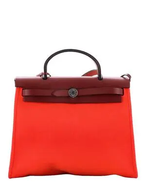 HERMES Herbag Zip Leather And Toile 31 - Orange Poppy