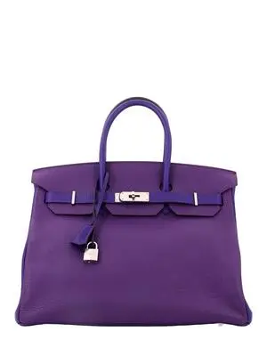 HERMES Birkin Handbag Bicolor Clemence With Palladium Hardware 35 - Bicolor - Ultraviolet/iris