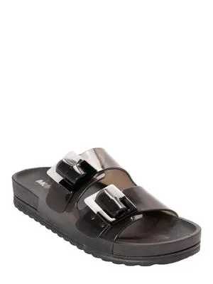MUK LUKS MUK LUKS Grand Cayman Slide Sandals With Adjustable Straps And Cushioned Footbed Black Clear
