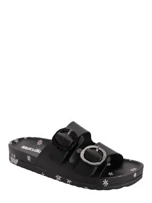 MUK LUKS Grand Cayman Slide Sandals With Adjustable Straps And Cushioned Footbed - Black/daisy