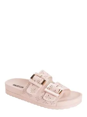 MUK LUKS Grand Cayman Slide Sandals With Adjustable Straps And Cushioned Footbed - Pink