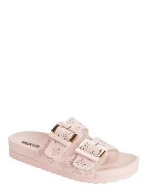 MUK LUKS Grand Cayman Slide Sandals With Adjustable Straps And Cushioned Footbed - Pink